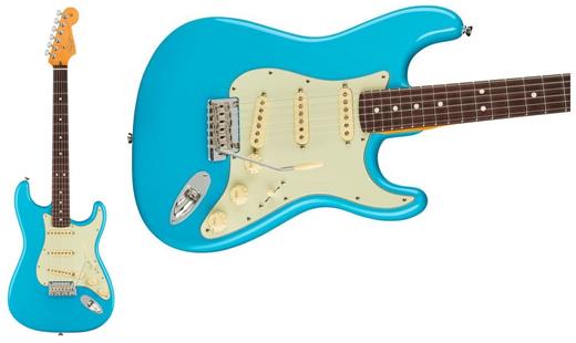 Review of the Fender AM Pro II Strat MBL Electric guitar. Where to buy it?